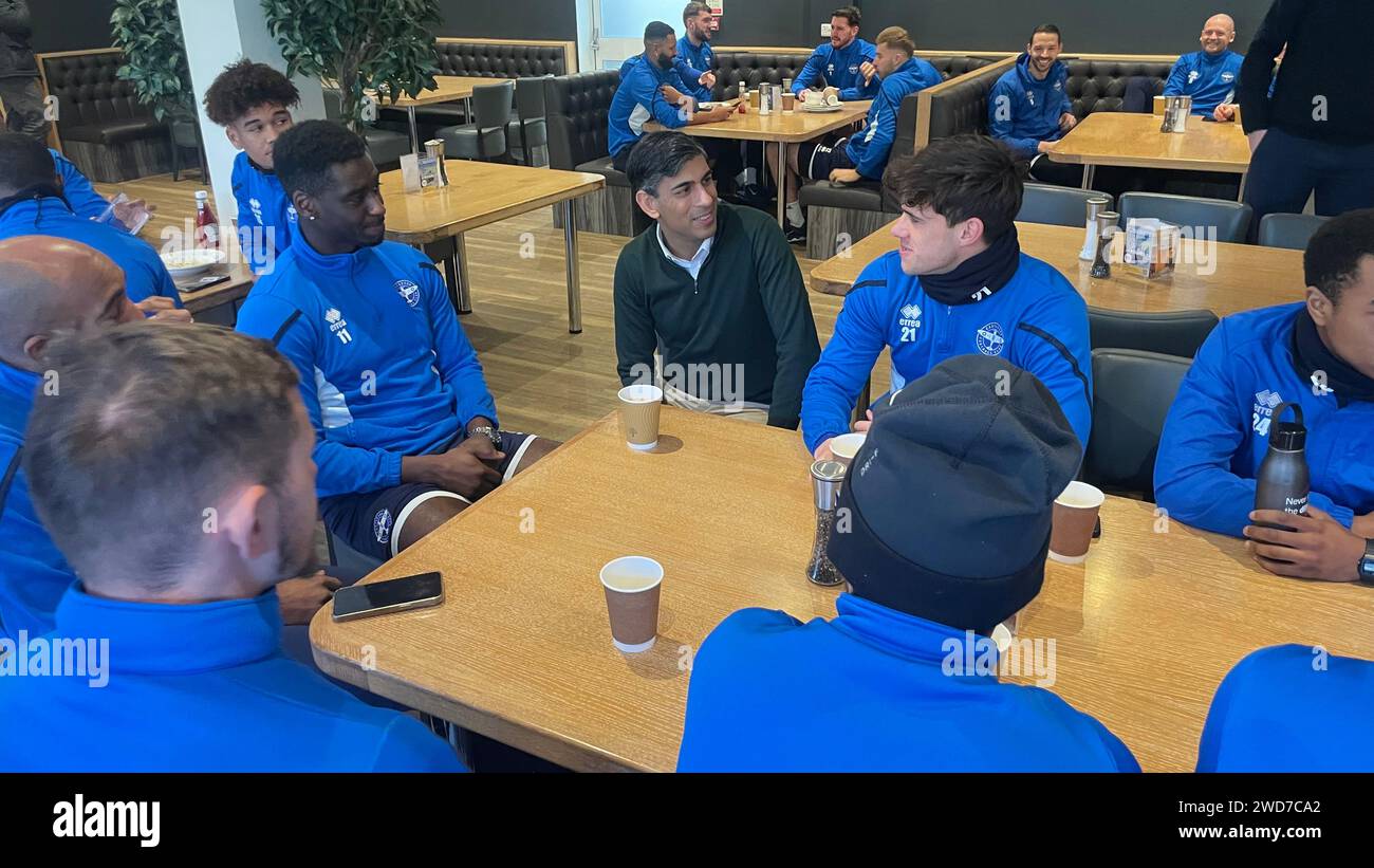 Prime Minister Rishi Sunak meeting members of the Eastleigh football ...
