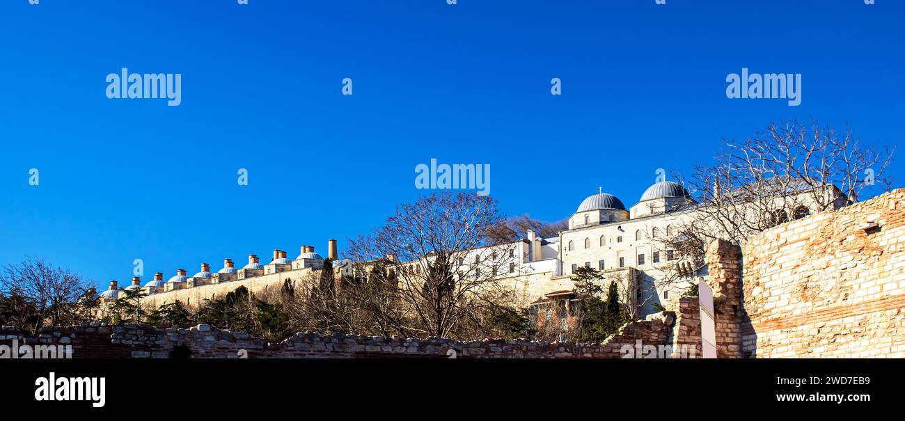 Topkapi Palace Panoramic View From Sea side located on the Sarayburnu ...