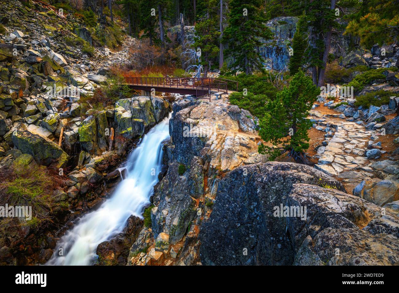 Eagle Falls Bridge over Upper Eagle Falls near Lake Tahoe in California ...
