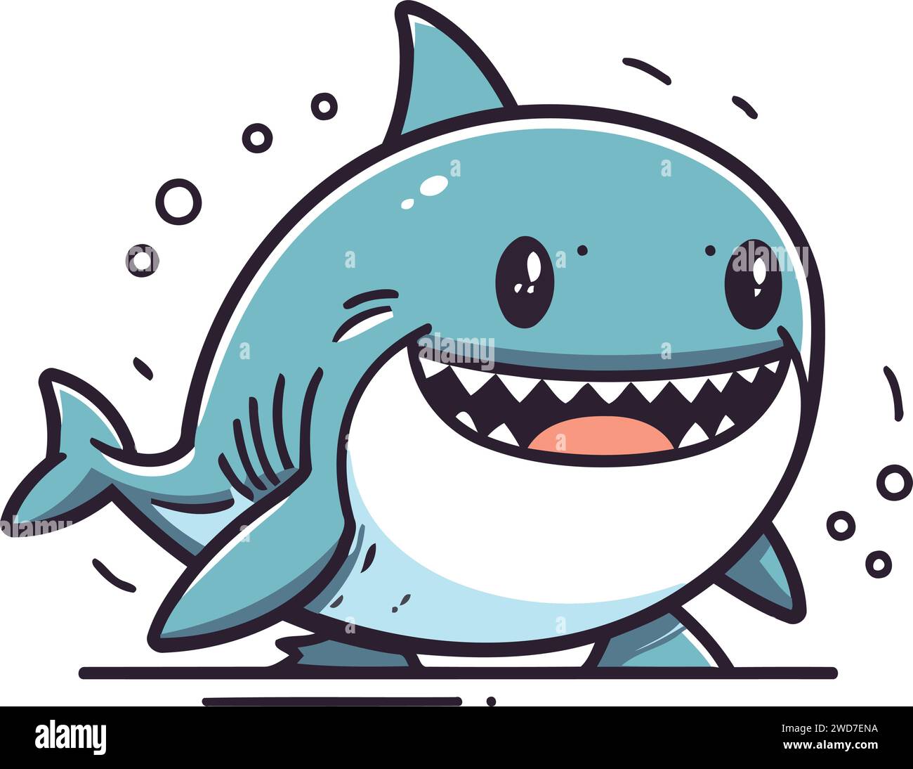 Cute cartoon shark. Vector illustration. Isolated on white background ...