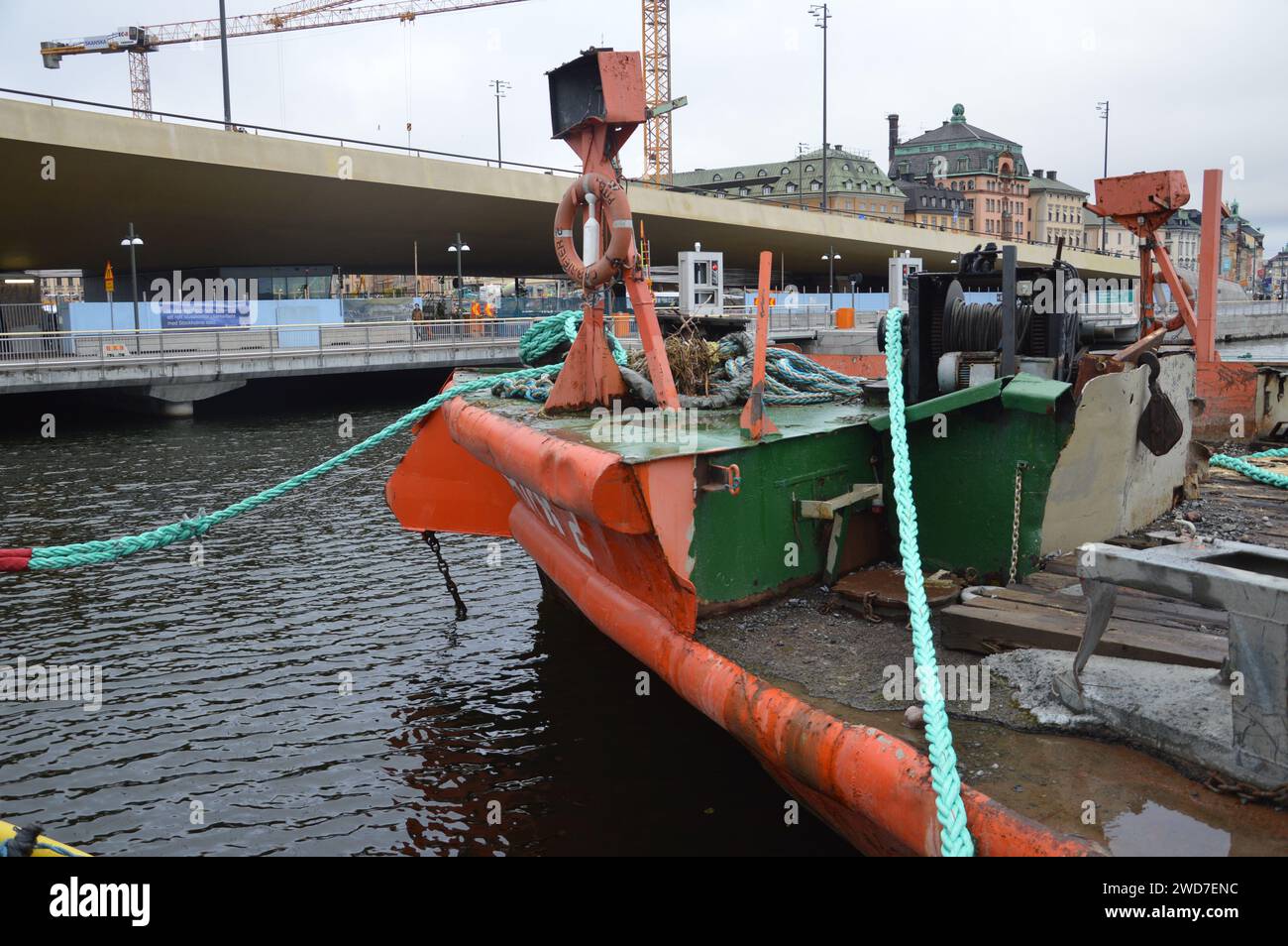 Stockholm, Sweden - November 1, 2023 - The Golden Bridge in Slussen ...