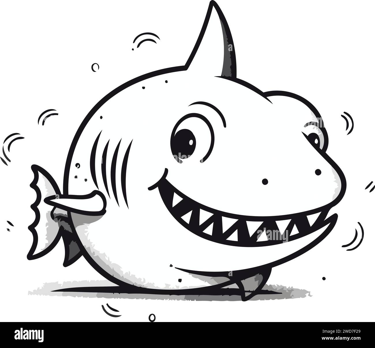 Cartoon shark on a white background. Vector illustration of a shark ...