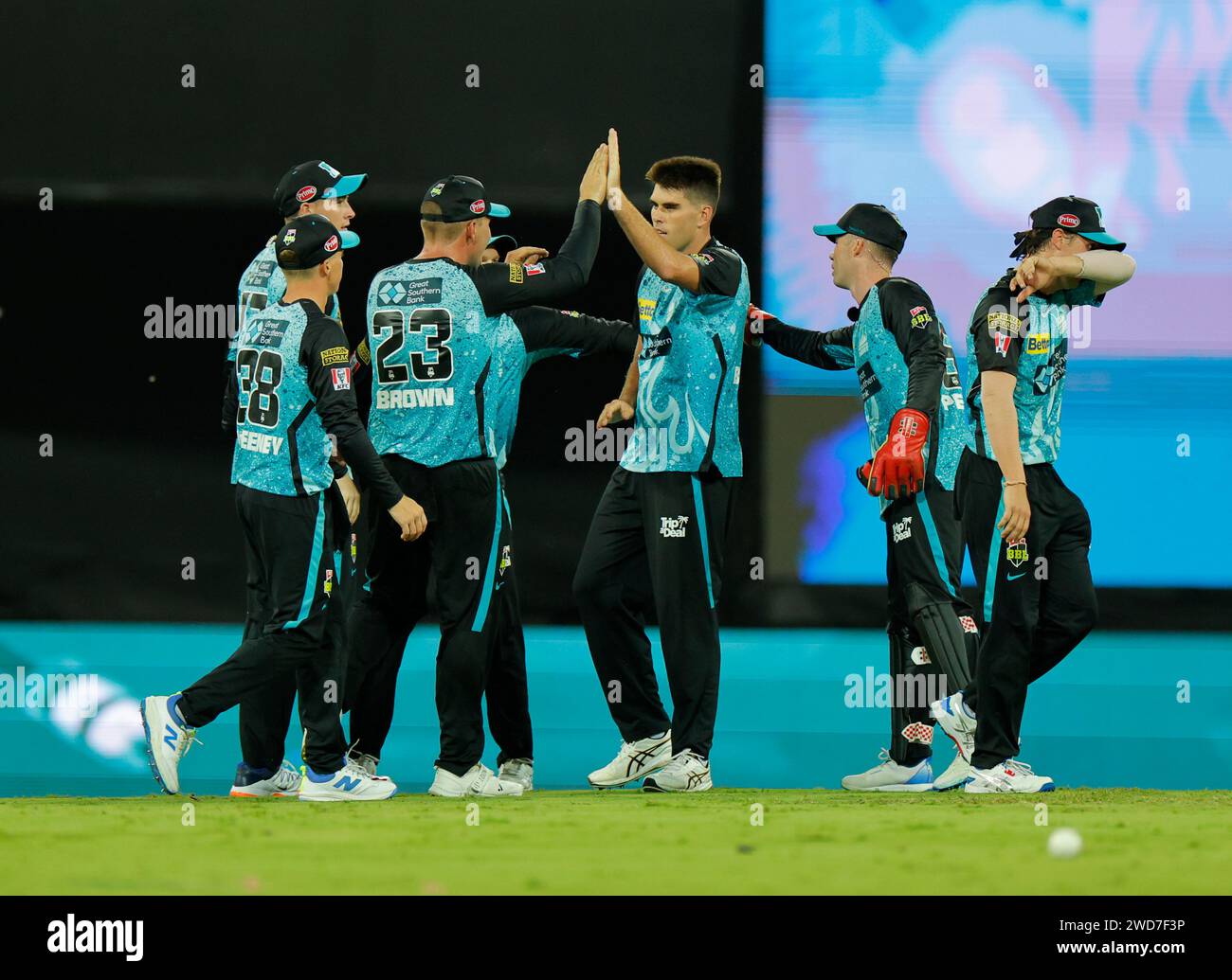 Gold Coast, Australia. 19th Jan 2024. Xavier Bartlett bowls out Moises ...