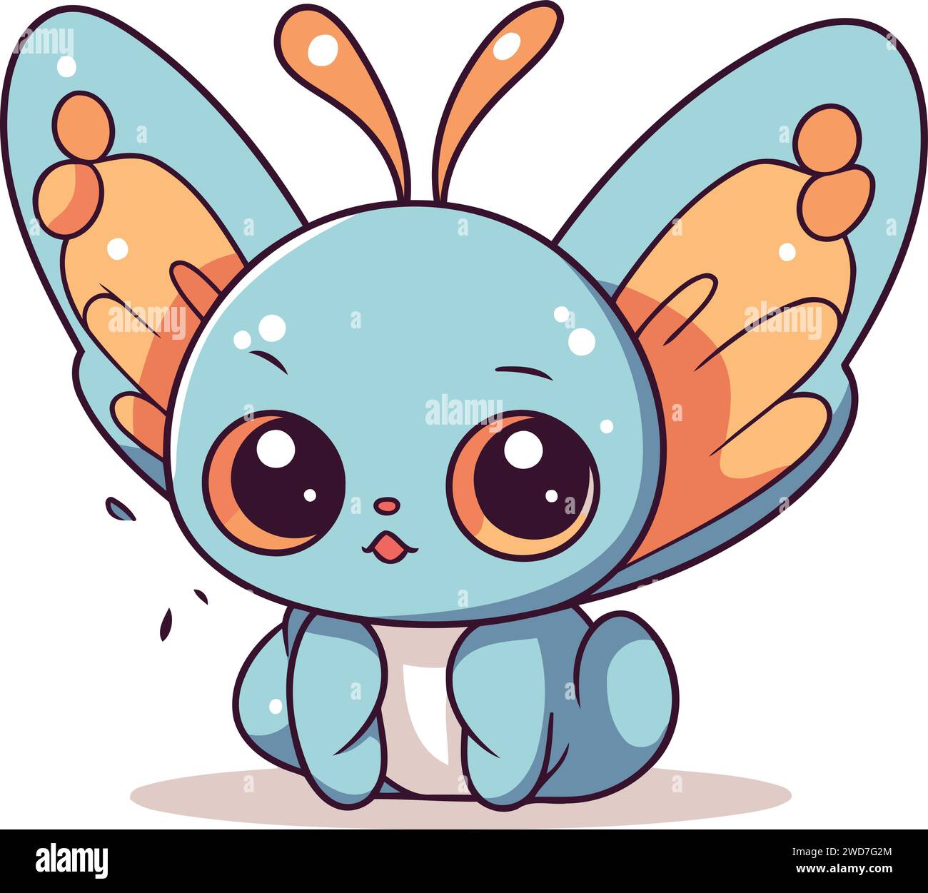 Cute cartoon butterfly. Vector illustration. Isolated on white ...