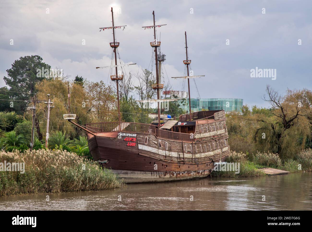 Old ship at channel of Rioni river in Poti. Georgia Stock Photo - Alamy