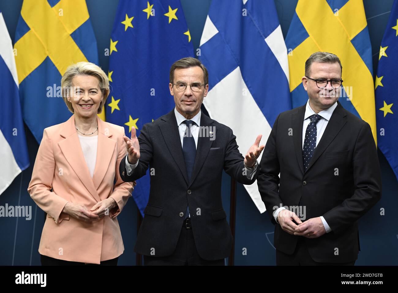 Stockholm, Sweden. 19th Jan, 2024. Swedens Prime Minister Ulf Kristersson meets Finnish Prime ...
