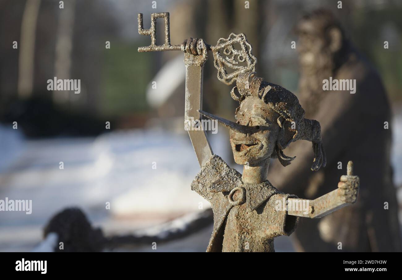 KYIV, UKRAINE - JANUARY 17, 2024 - The statue of Buratino is seen at ...