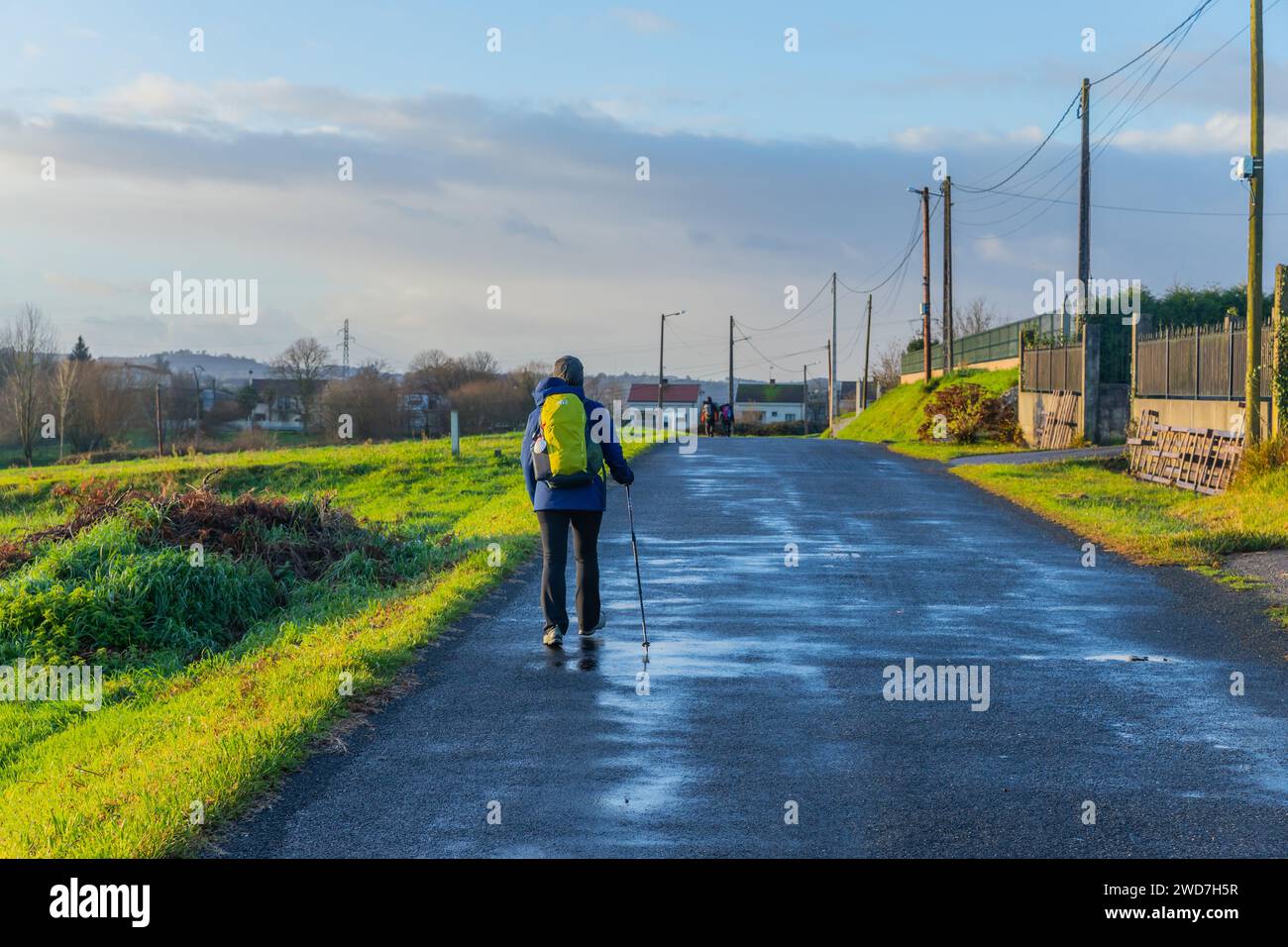 Galicia, Spain, 1 January, 2024: Pilgrim walk along the Camino De ...