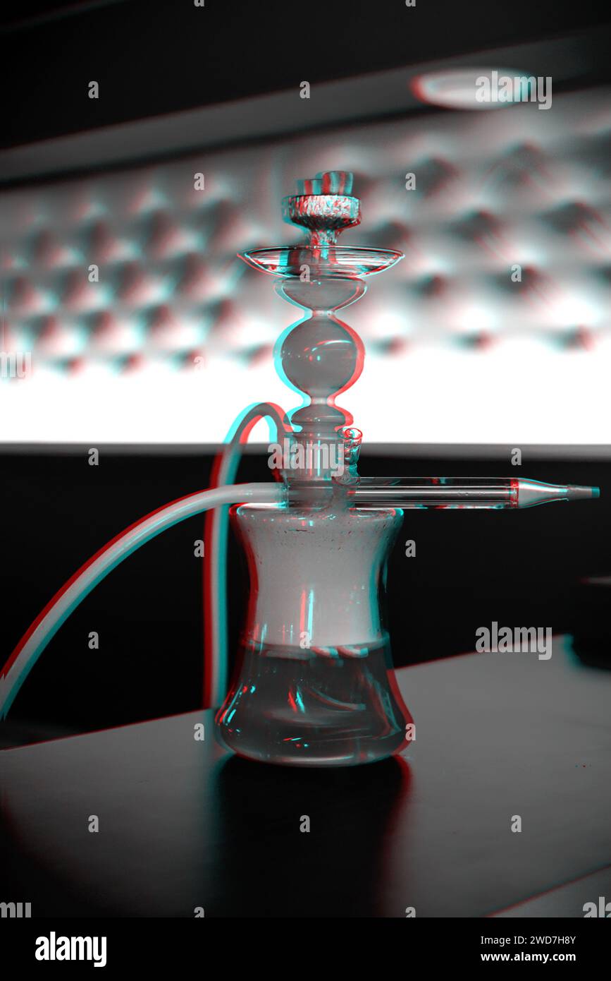 glass hookah with bowl and charcoal with fruit for traditional East ...