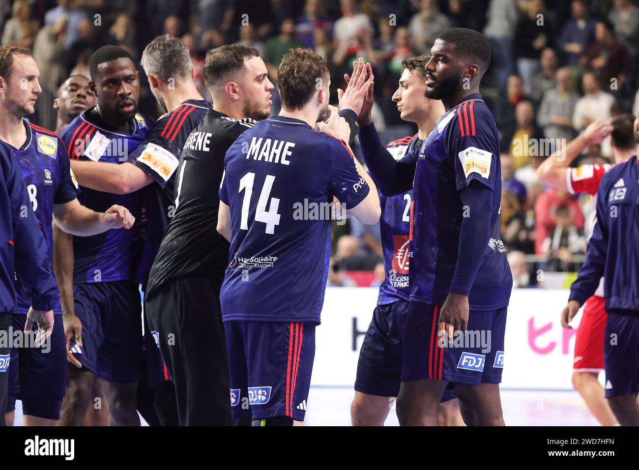 France players celebrate during the Men's EHF Euro 2024, Main Round ...