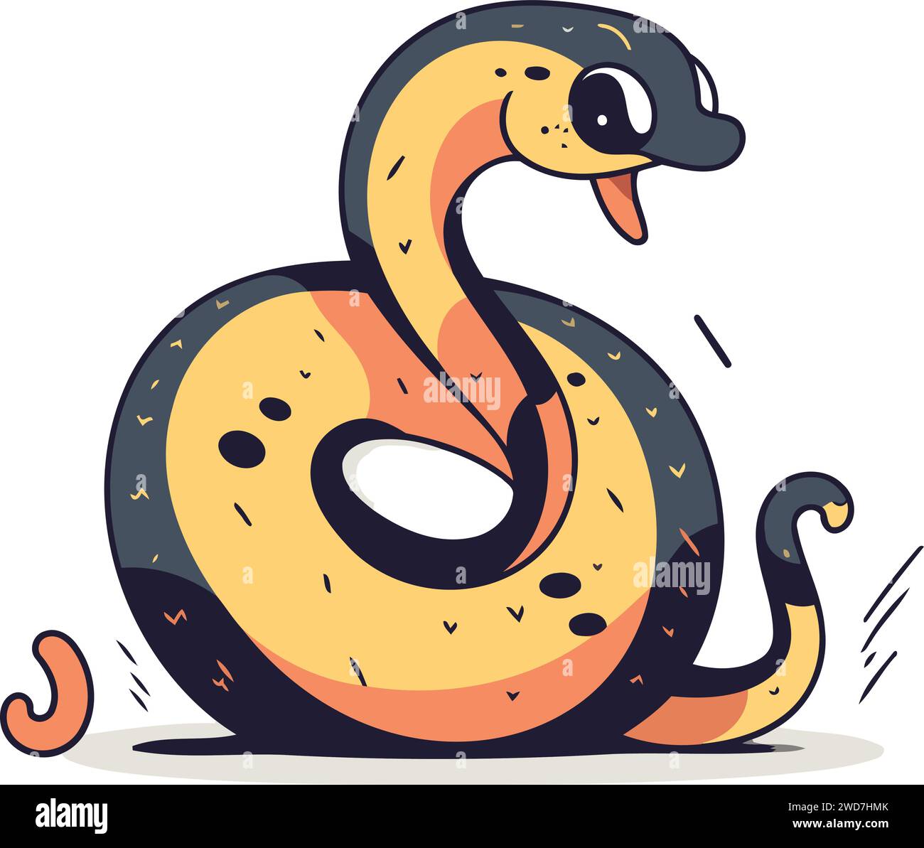 Funny cartoon snake. Vector illustration. Isolated on white background ...