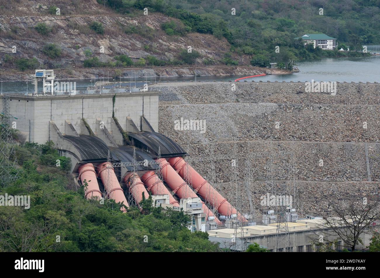 GHANA, Akosombo, Volta River Authority, large Volta dam and reservoir ...