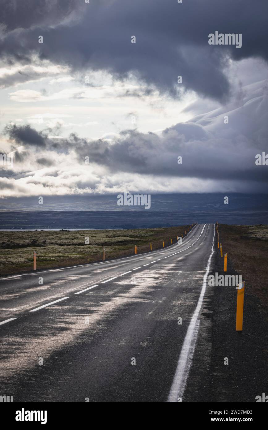 classic icelandic road under the storm Stock Photo - Alamy