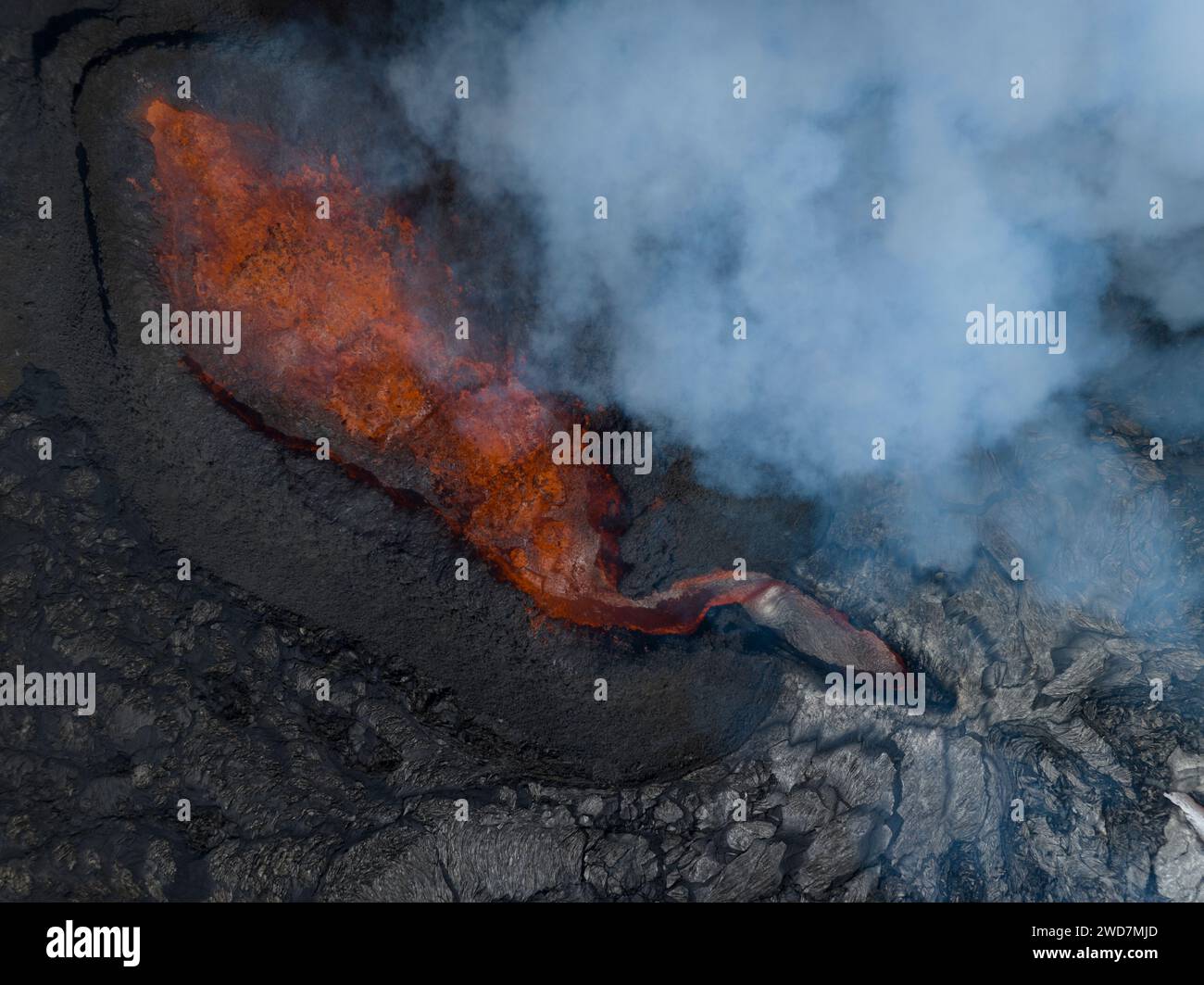 Volcano spewing lava on its first day of eruption Stock Photo - Alamy