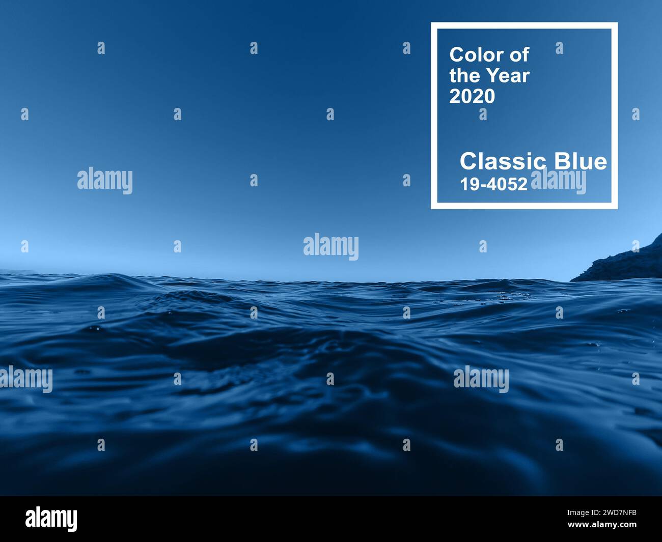 Main color trend 2020 classic blue. surface waters of the sea with blue ...