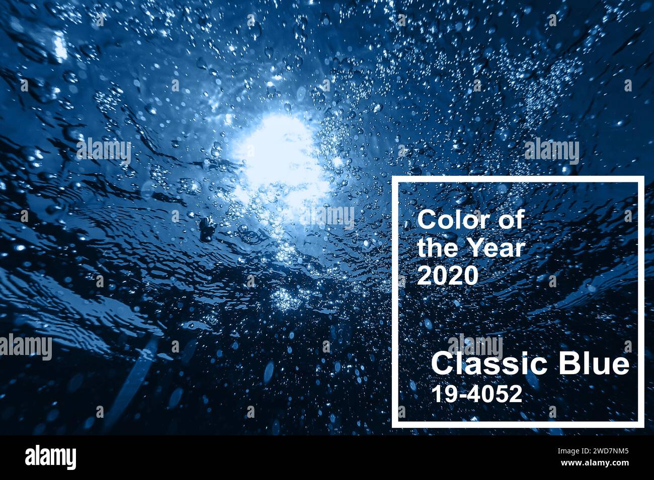 Classic blue main color trend of the Year 2020. sea surface with ...