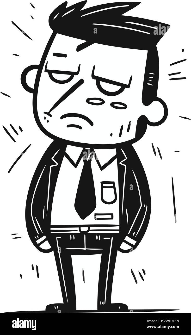 Angry cartoon man. Vector illustration of a man in a suit Stock Vector ...