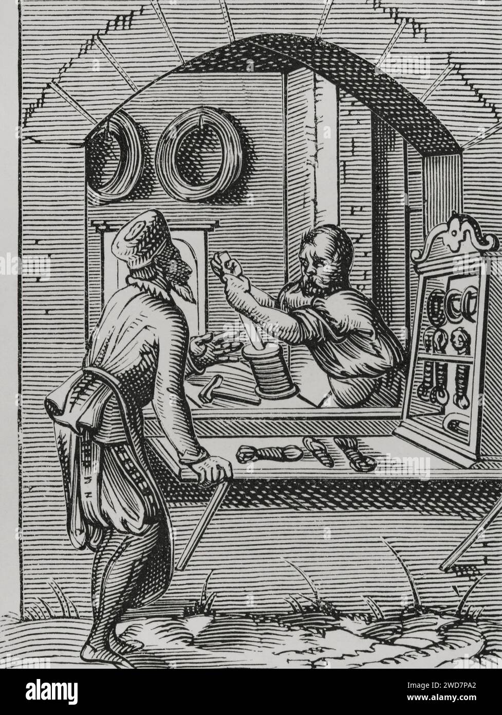 Wire worker. Reproduction of a 16th-century engraving by Jost Amman ...