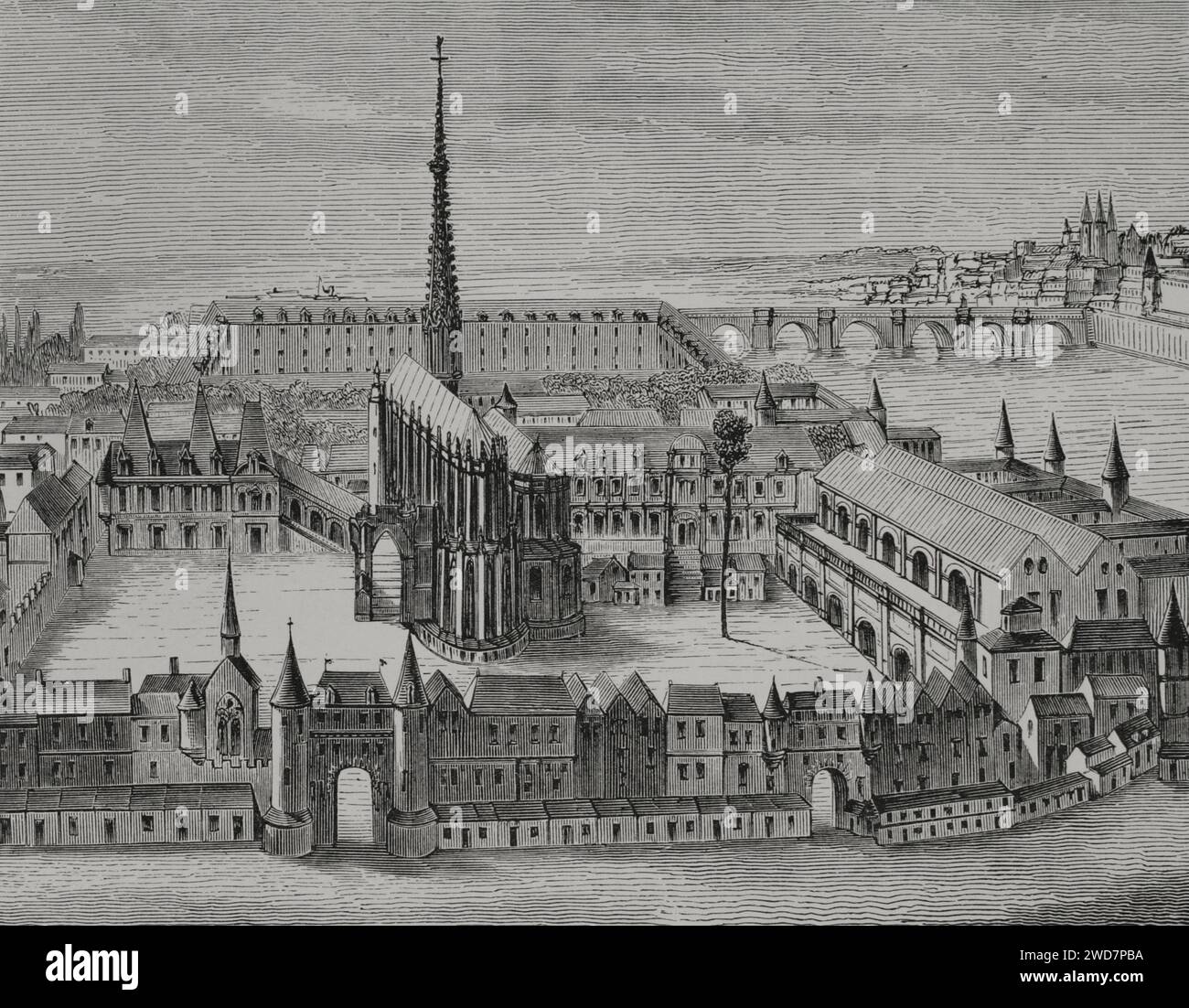 Paris, France. The Palais and the Sainte-Chapelle in the 16th century ...