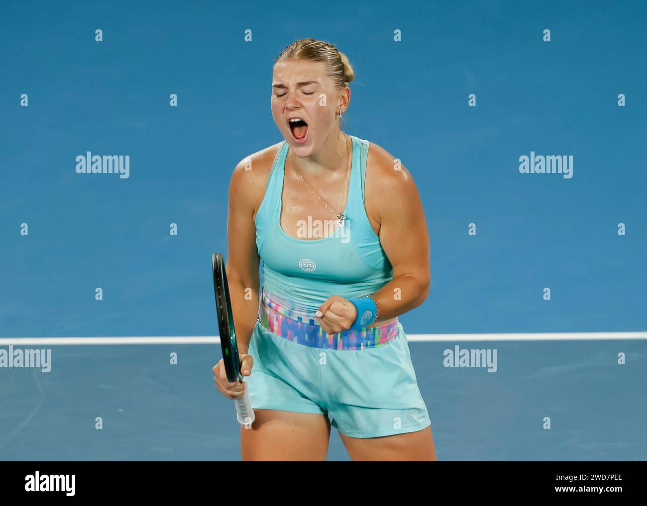 Maria Timofeeva (RUS) celebrates during the Australian Open 2024 ...