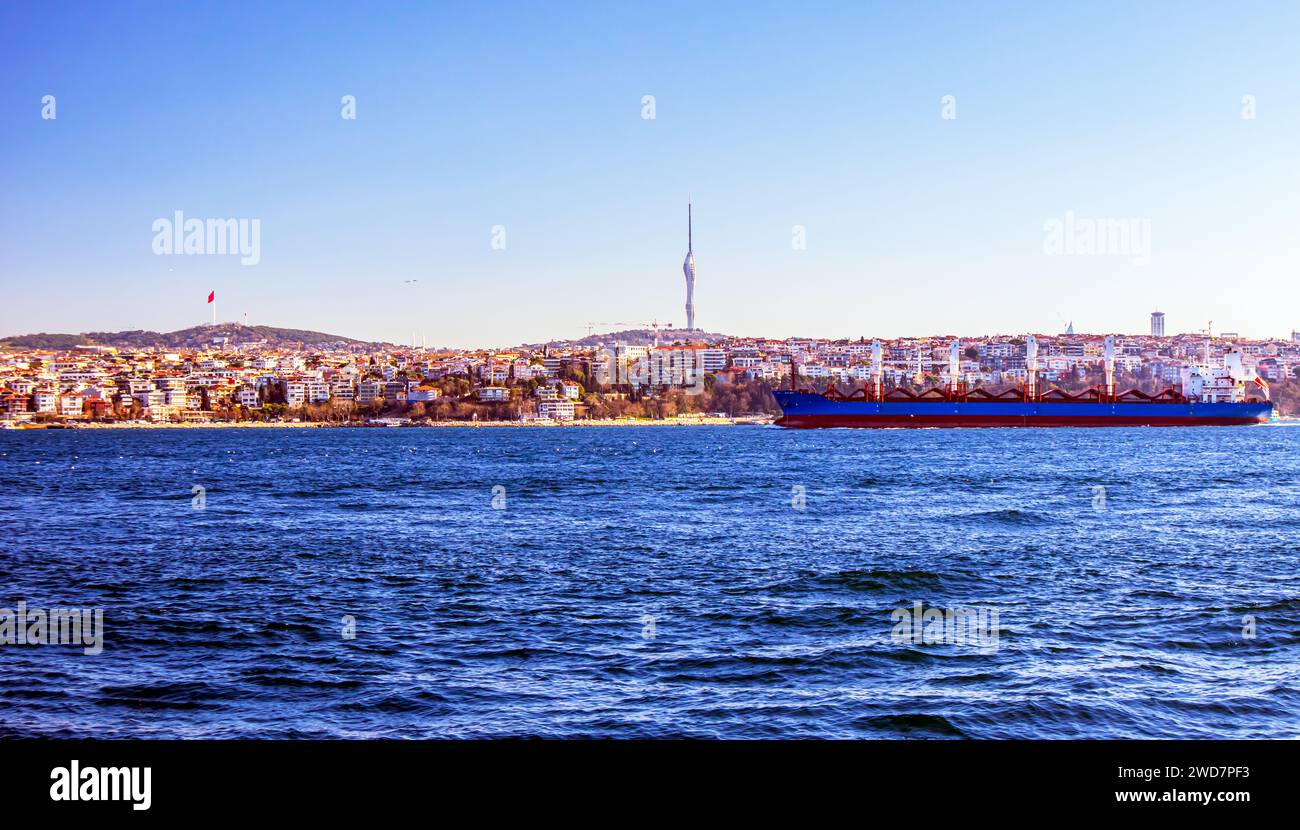 Istanbul Uskudar Selimiye Coastscape Bosphorus View Passing Ships and ...
