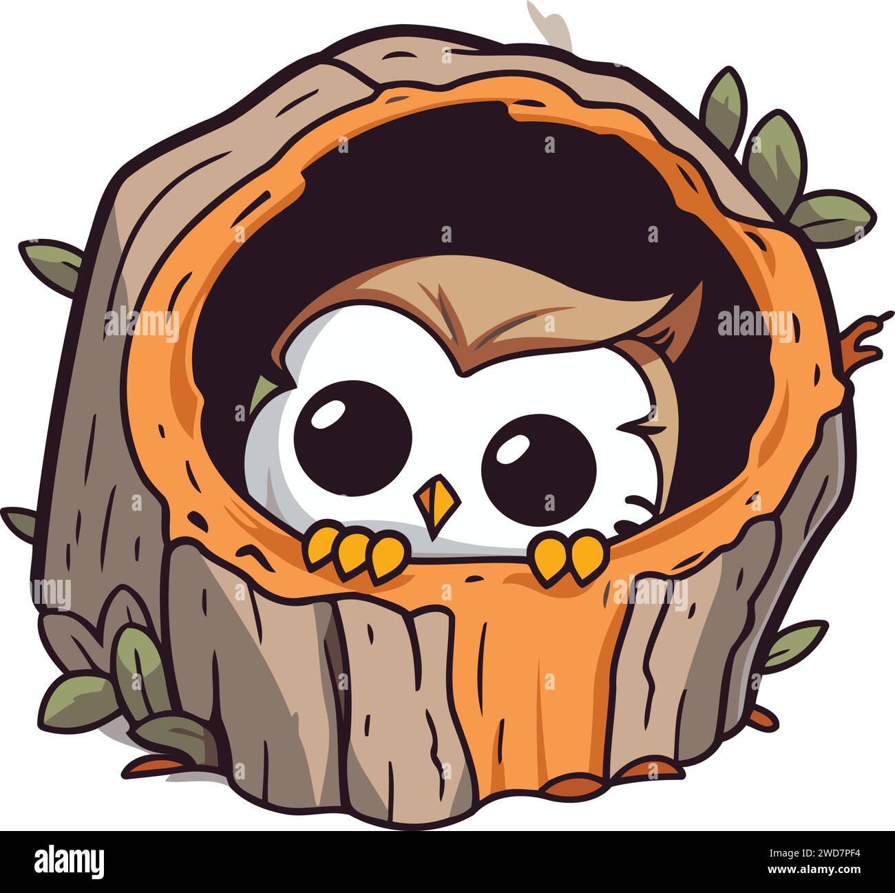 Owl in tree hole Stock Vector Images - Alamy