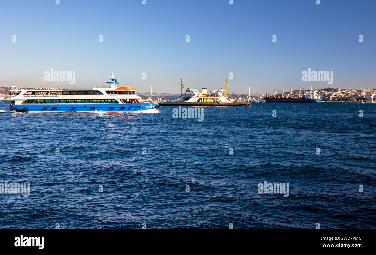 Istanbul Uskudar Selimiye Coastscape Bosphorus View Passing Ships and ...