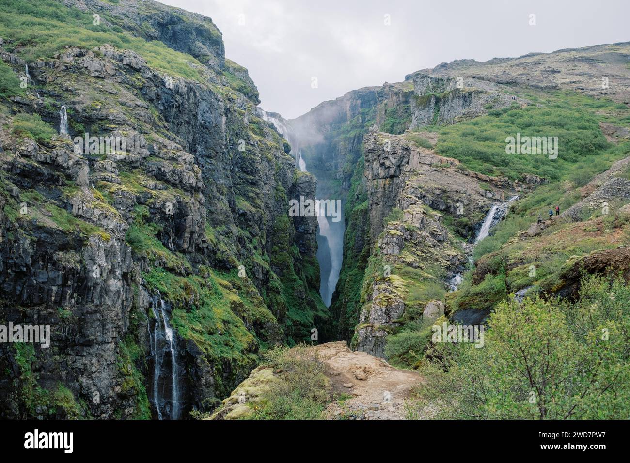 Tourism scenic hiking trail near Vik to Icelandic waterfall Stock Photo ...