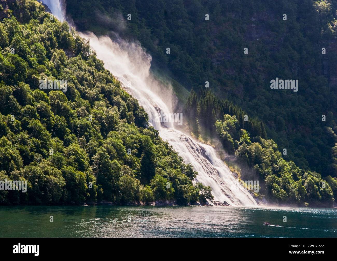 beautiful nature Norway. Geiranger fjord. Seven Sisters Waterfall Stock ...