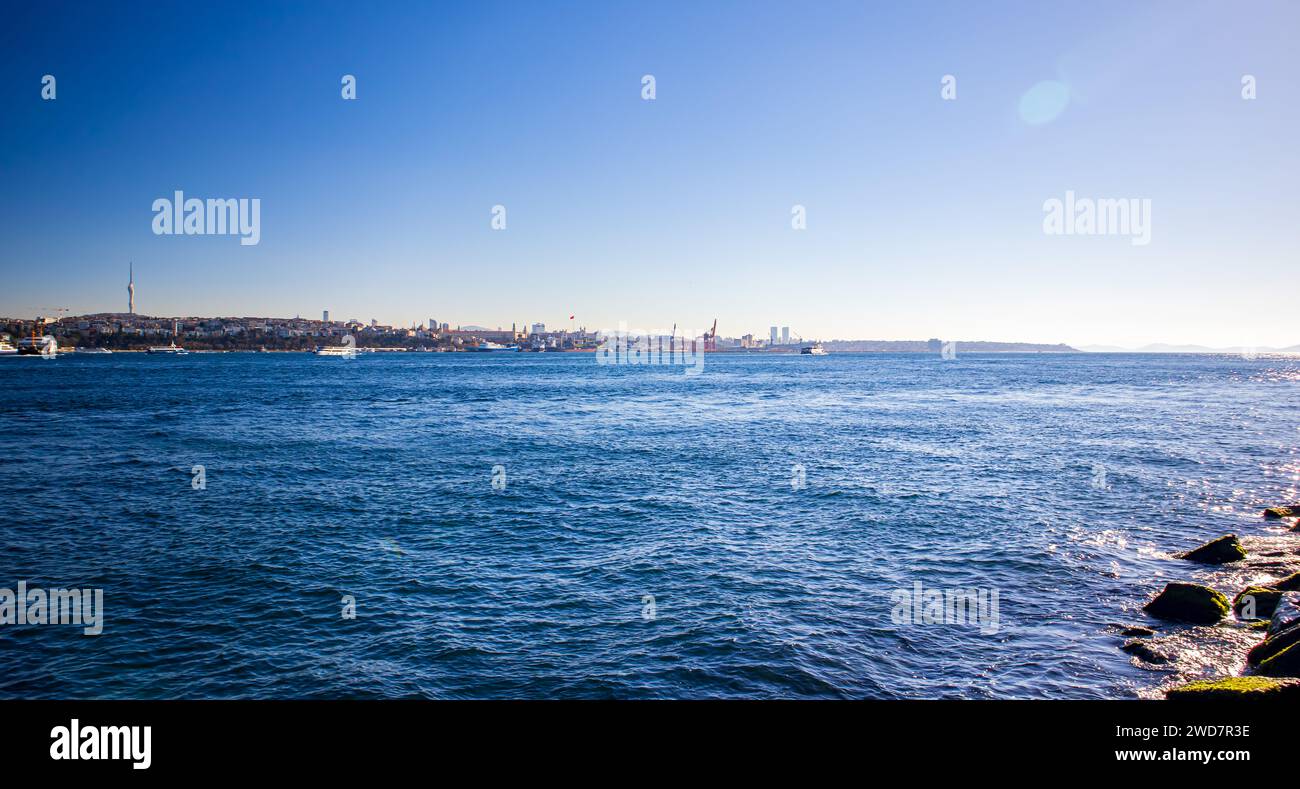 Istanbul Uskudar Selimiye Coastscape Harbour and Bosporus View Istanbul ...