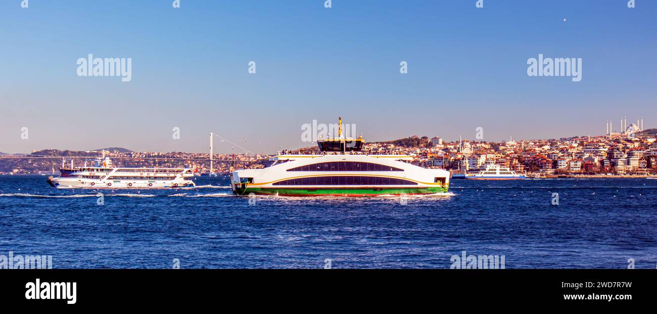 Istanbul Uskudar Selimiye Coastscape Bosphorus View Passing Ships and ...