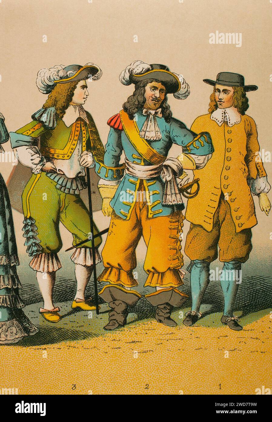 History of France. 1600-1670. From right to left, 1: merchant, 2 ...