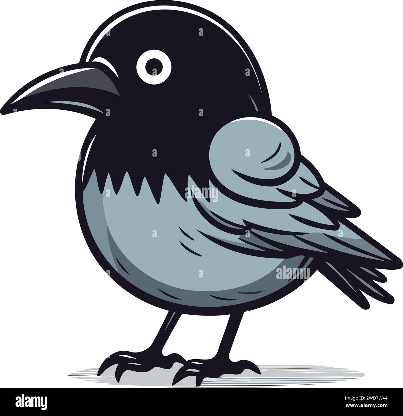 Crow isolated on a white background. Vector illustration in cartoon ...