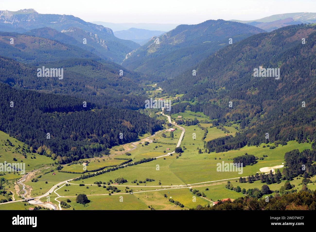 Valley head of Roncal river see from Larra-Belagua massif. Navarra ...