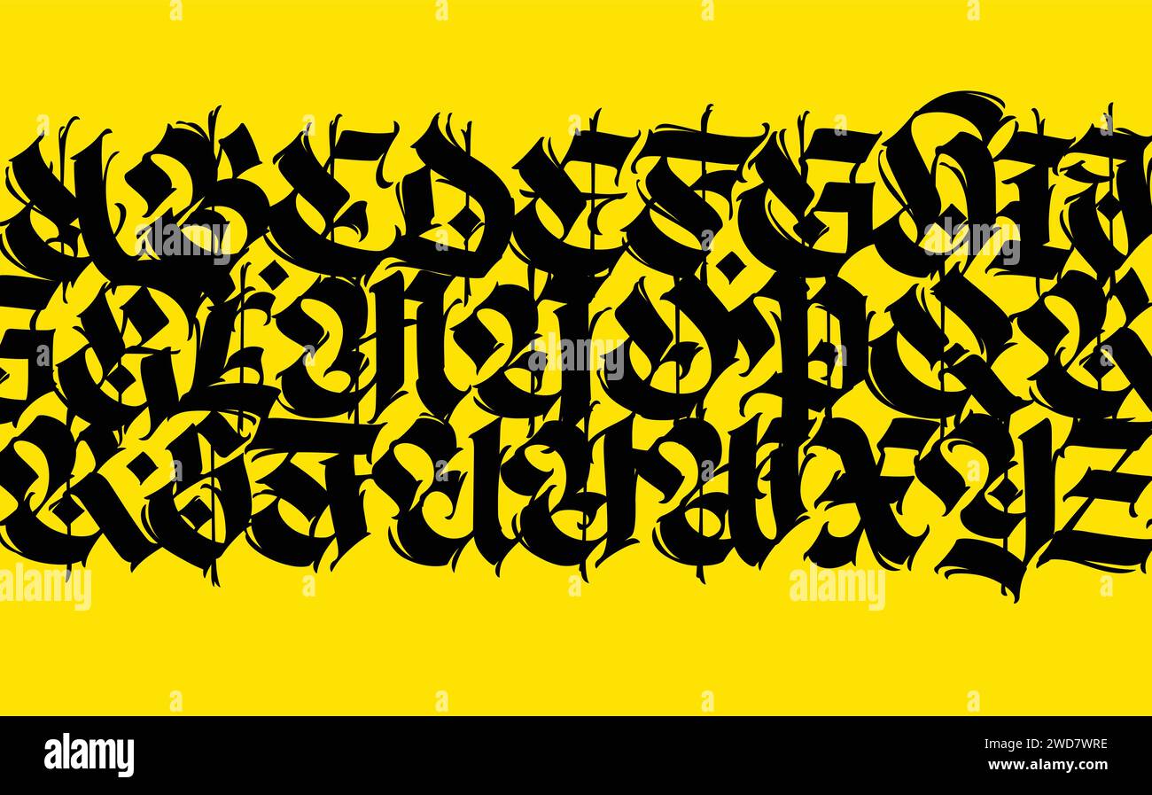 Pattern, ornament in the Gothic style. Vector. Alphabet. All elements ...