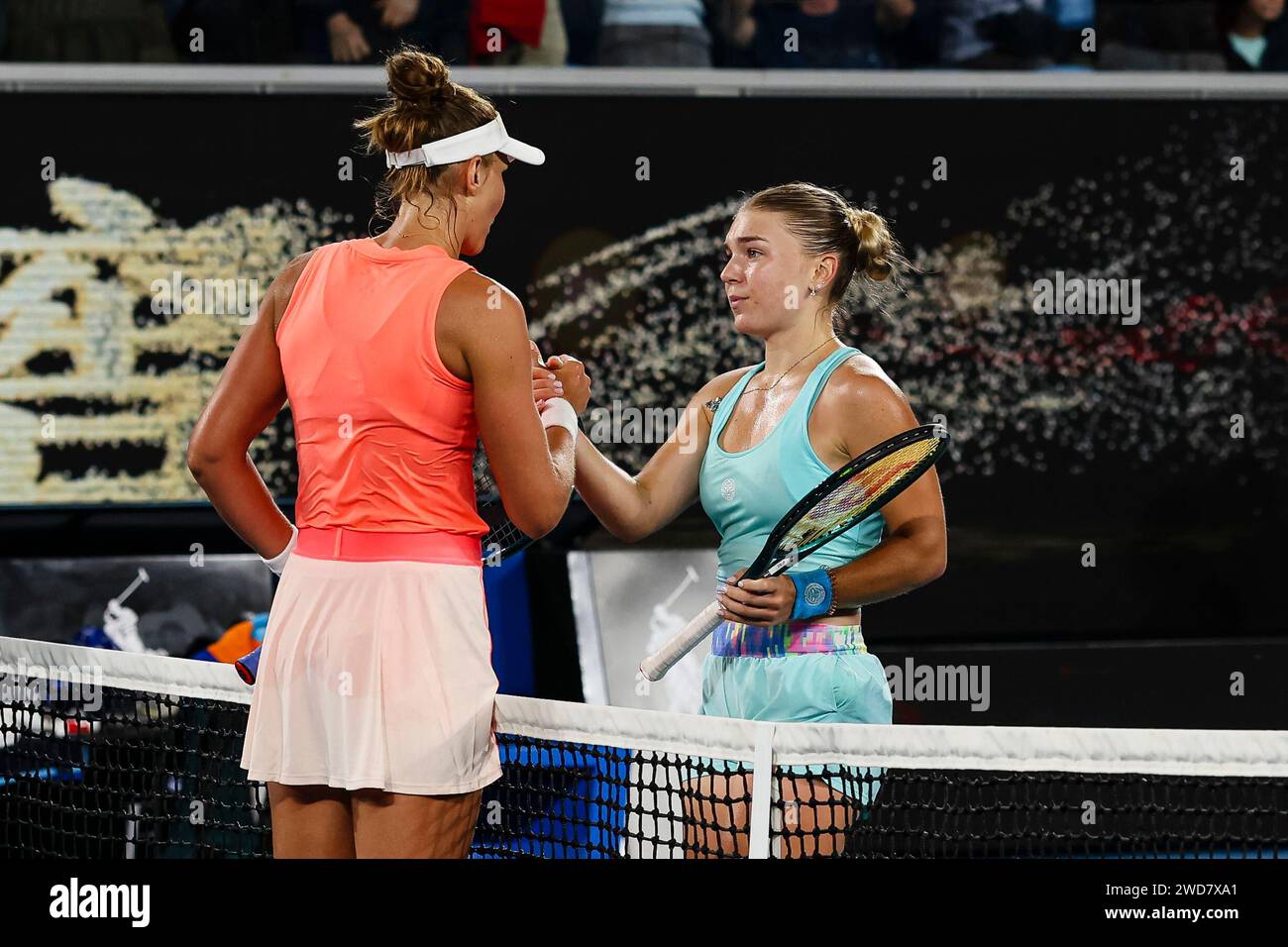 Melbourne, Australia, 19th Jan, 2024. Tennis player Maria Timofeeva (L ...