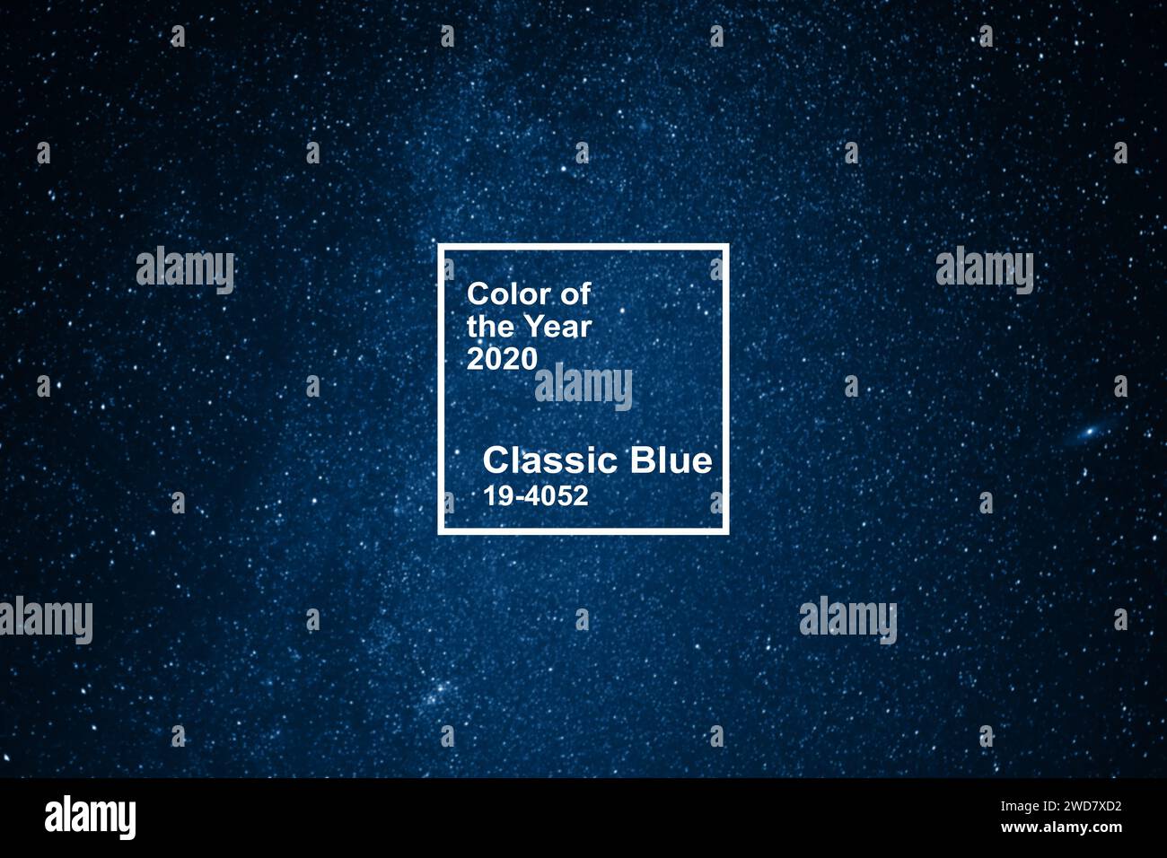 Classic Blue color of the Year 2020. Blurry dark background of the ...