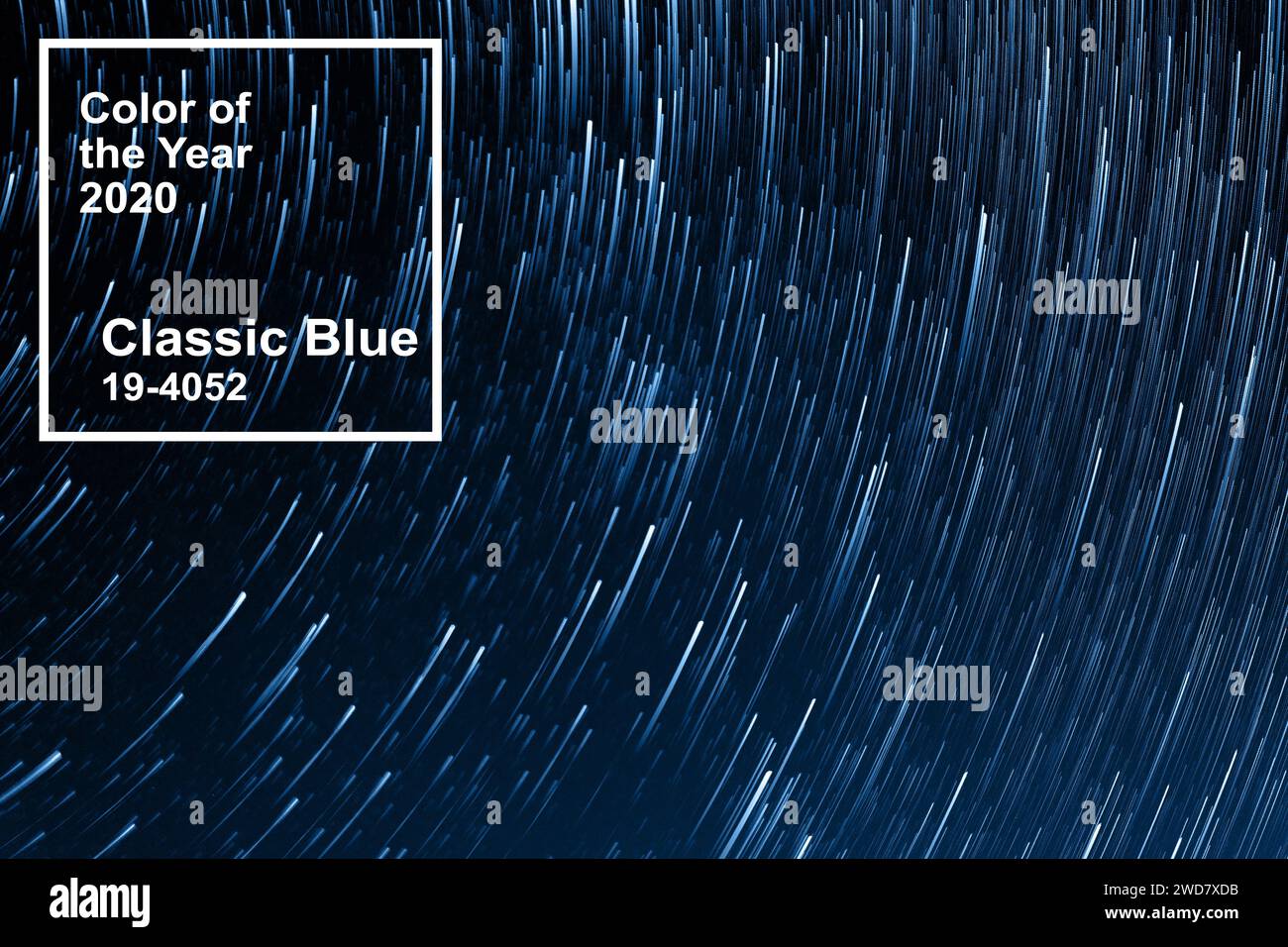 Classic Blue color of the Year 2020. Background of tracks of stars in ...
