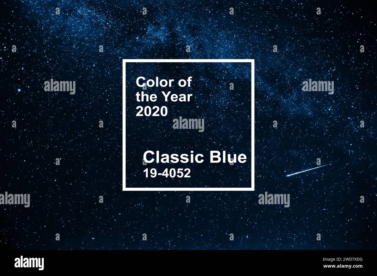 Classic Blue color of the Year 2020. shooting star in background a ...