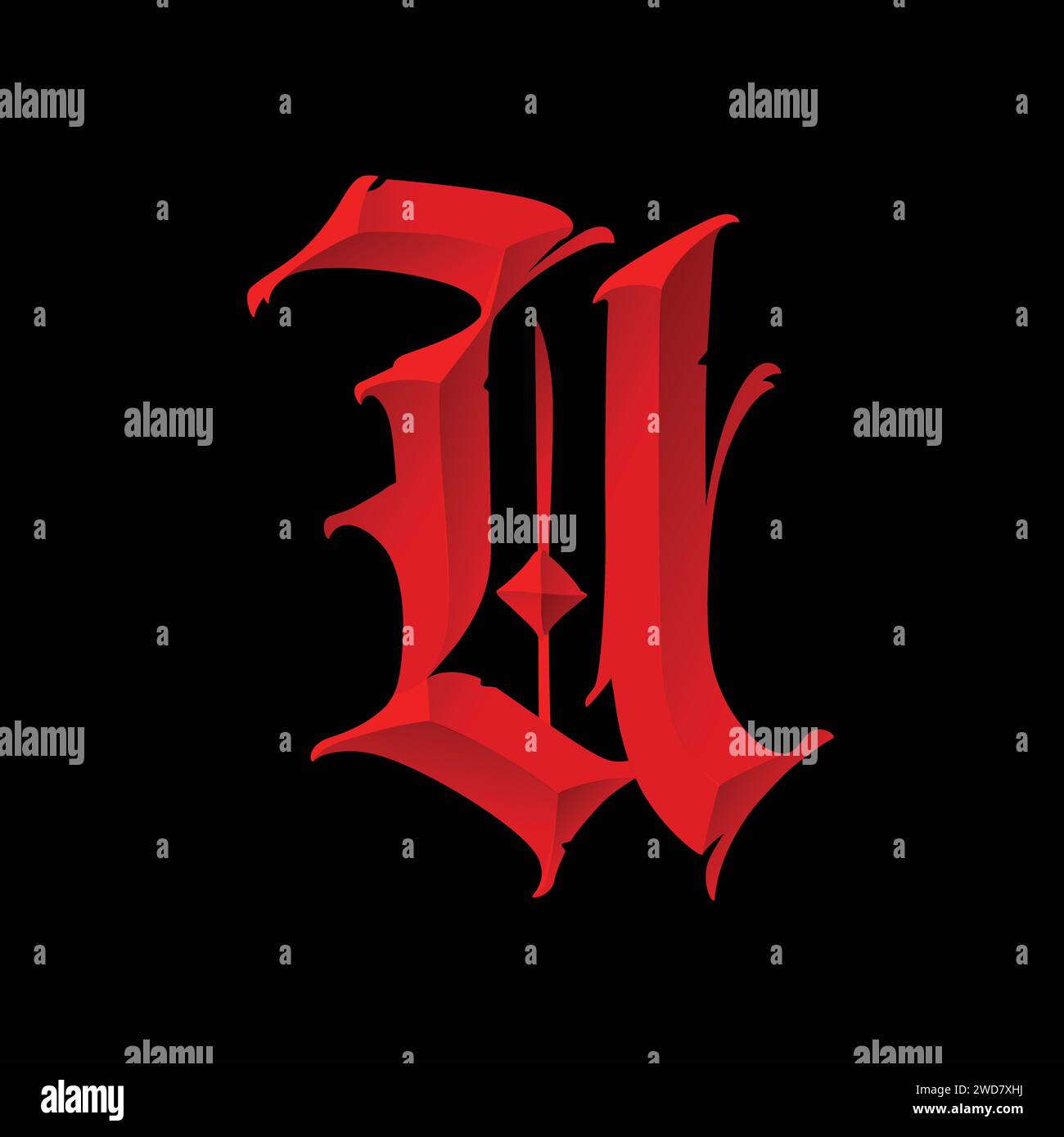 Letter U, in the Gothic style. Vector. Alphabet. Calligraphy and ...