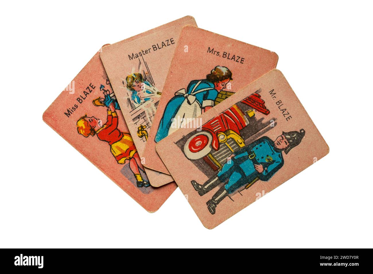 old retro Happy Families playing cards isolated on white background ...