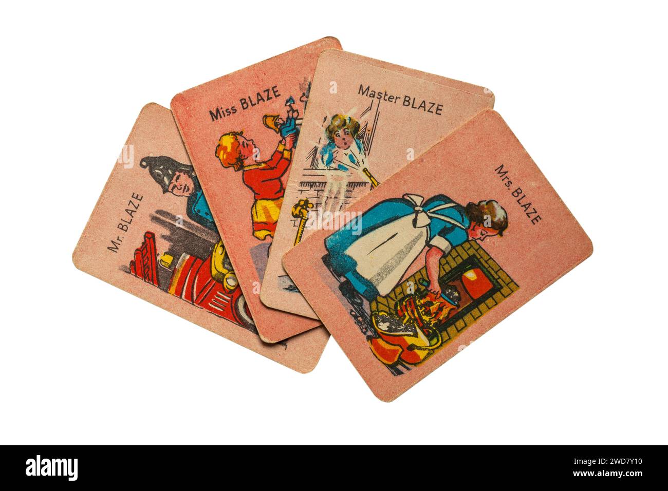 old retro Happy Families playing cards isolated on white background ...