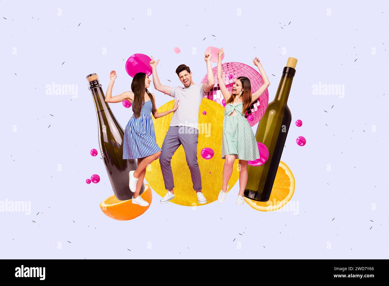 Creative collage picture illustration funny event occasion young man ...