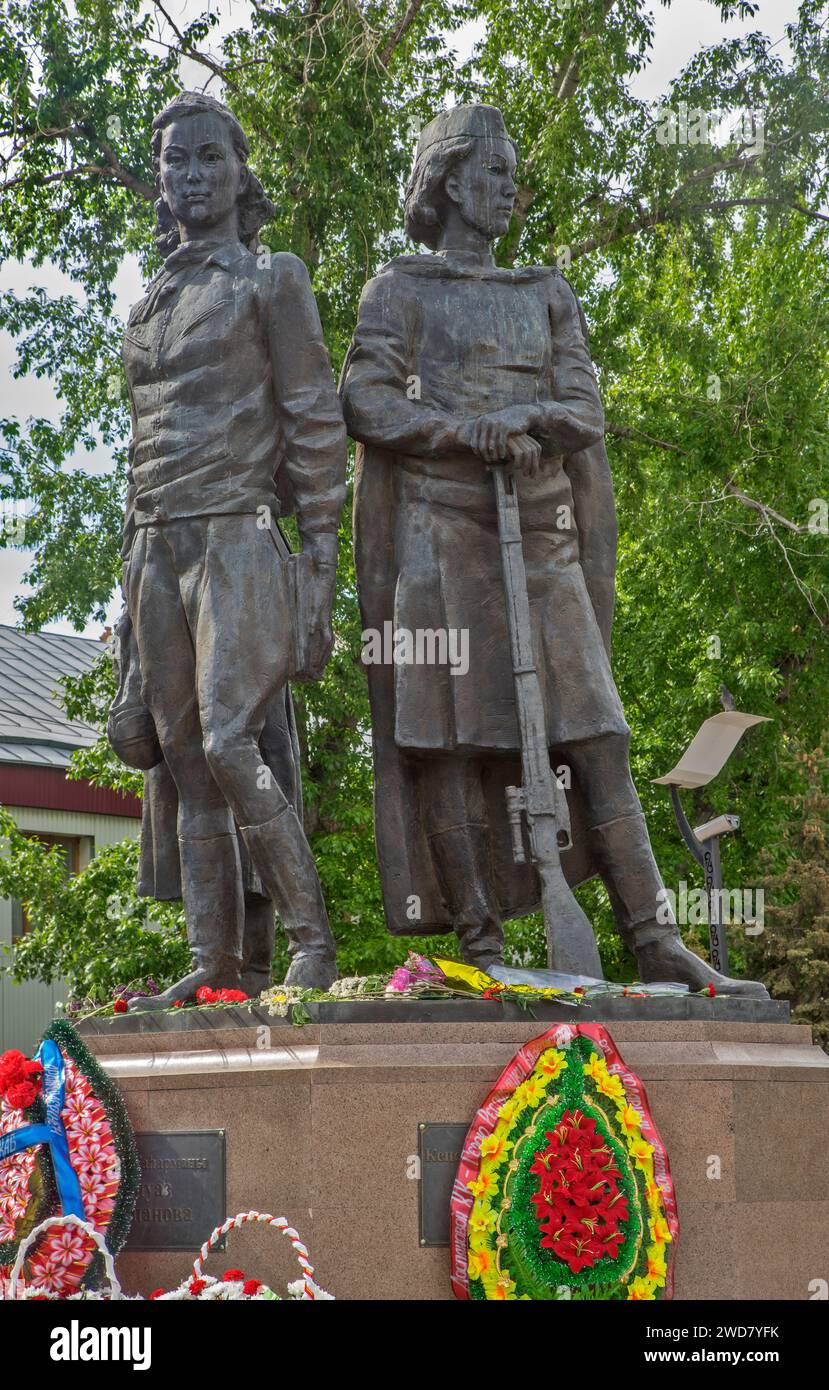 Monument Glorious daughters of Kazakh people at Manshuk Mametova square ...