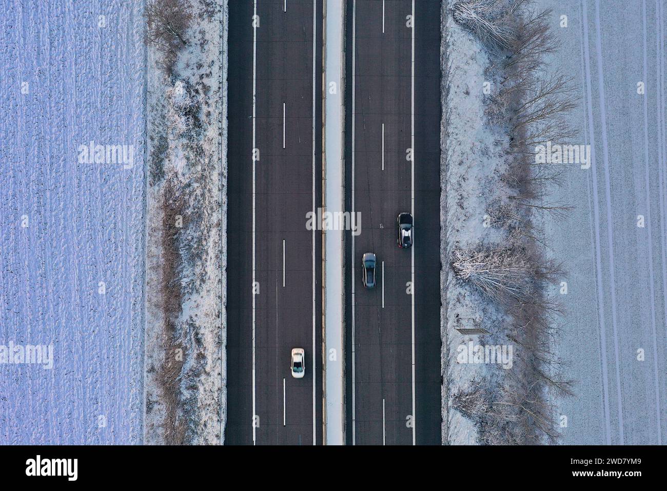 19.1.2024 Autobahn im Winter Autobahn A5 im Winter. An diesem Abschnitt ...