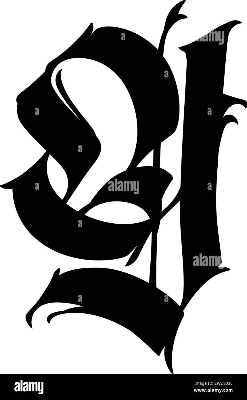 Letter Y, in the Gothic style. Vector. Alphabet. Calligraphy and ...