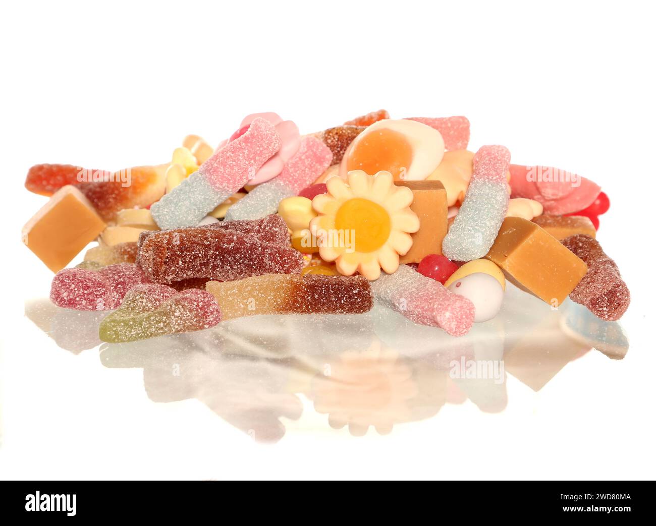 Pile of random pick and mix sweets isolated on a white background Stock ...