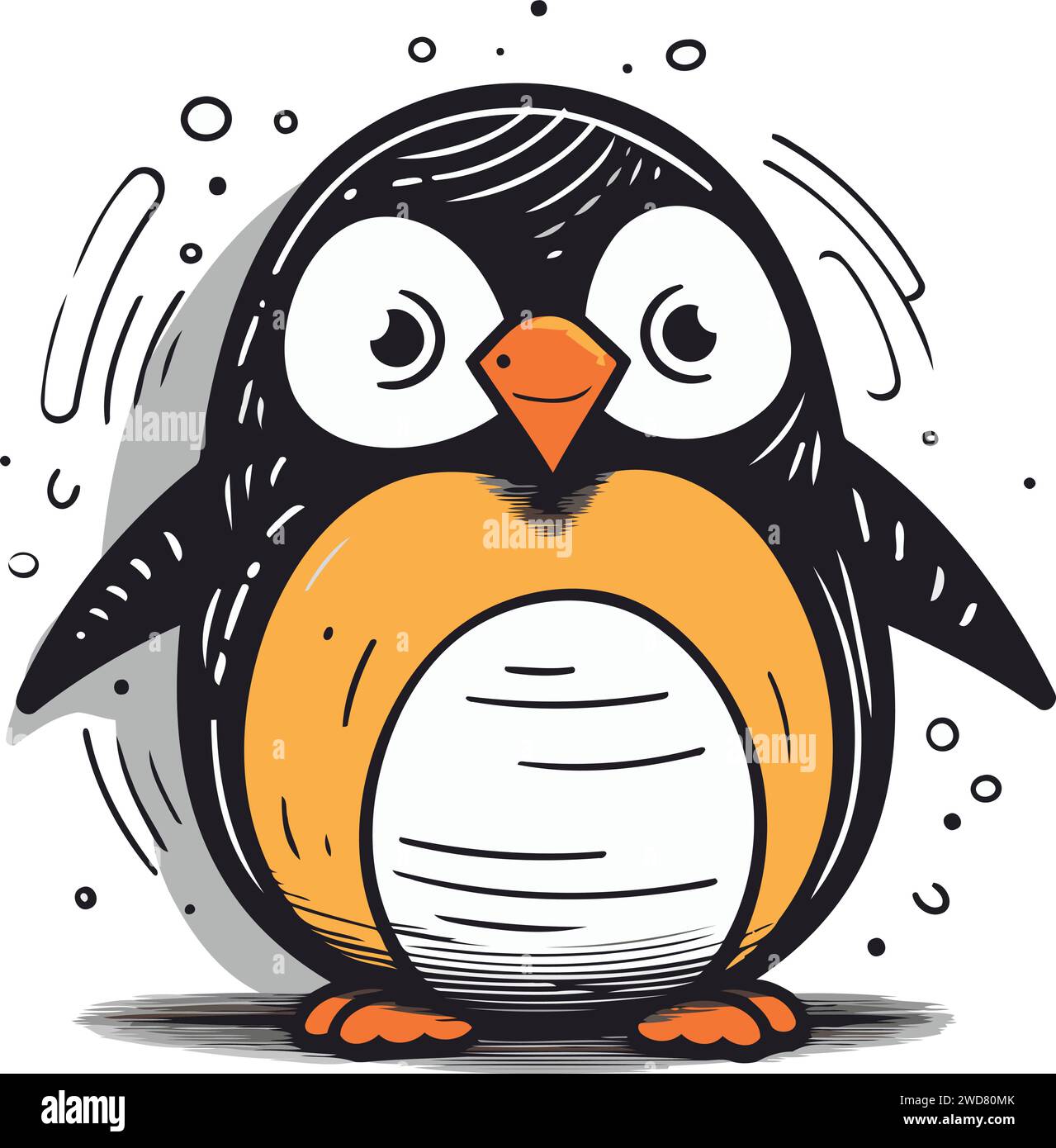 Cute penguin. Hand drawn vector illustration in cartoon style Stock ...