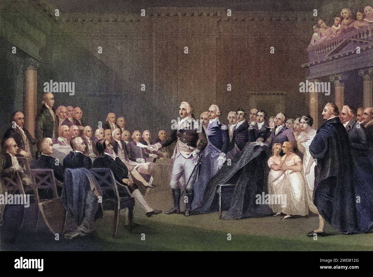 Washington tritt am 23. Dezember 1783 in Annapolis von seinem Amt ...