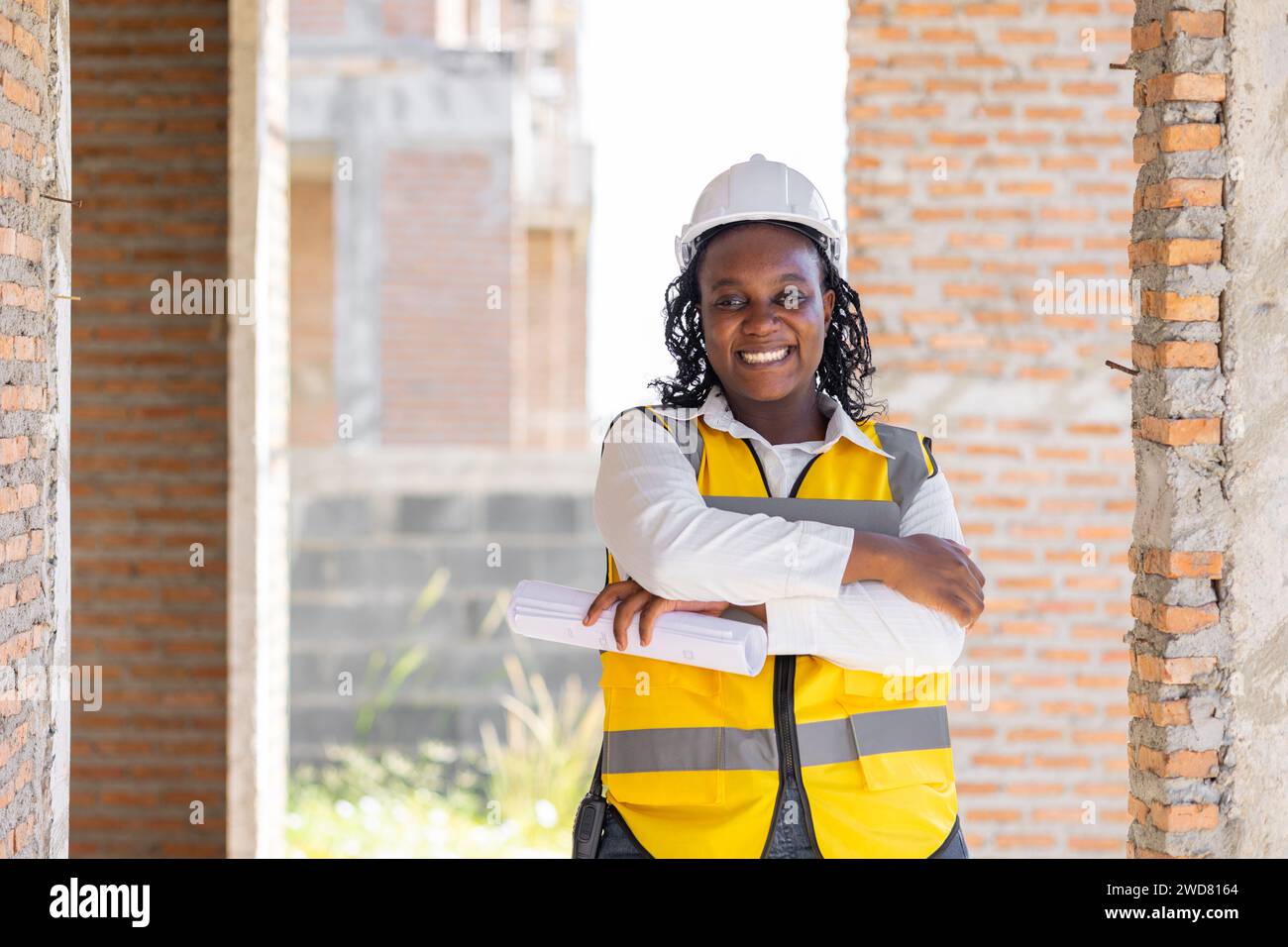 Portrait smart success black women worker african female work in ...
